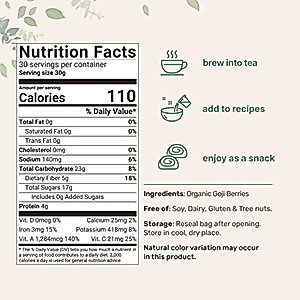 Organic Goji Berries 32 Ounce, Large Whole Sun-Dried Berries | Sulfate Free, Natural Antioxidant | Raw Superfood Berry for Energy, Eye, & Immune Health | Non-GMO