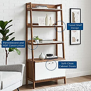 Modway Bixby Display Case, 33" Bookshelf, Walnut White