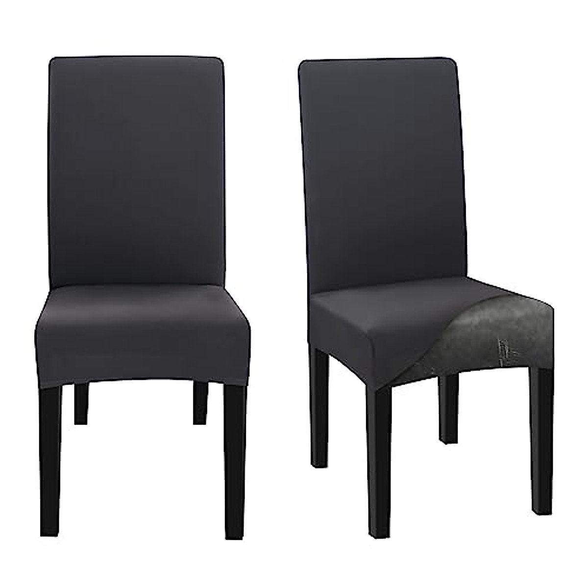 Miaotto Chair Covers for Dining Room Stretch Dining Chair Covers Set of 6 Parsons Chair Slipcover Removable Washable Kitchen Chair Slipcovers for Dining Room Party Banquet,Dark Grey