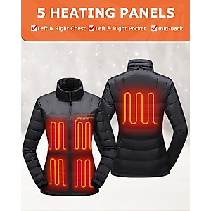 Venustas Women's 3-in-1 Heated Down Jacket, Electric Puffer Jacket with Battery, 90% Down Fill, Winter Snow Ski Heated Coat