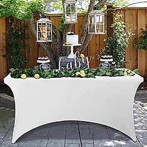 BIFENBI 6FT White Fitted Tablecloths for Rectangle Tables, 2 Pcs - Stretch Spandex Table Cover Protector for Banquet, Massage Bed, Wedding, Birthday, 72 Length x 30 Width x 30 Height Inches