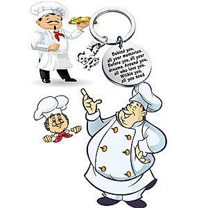FEELMEM Future Chef Gift Chef Keychain Behind You All Your Memories Cooking Jewelry Culinary School Graduation Gift