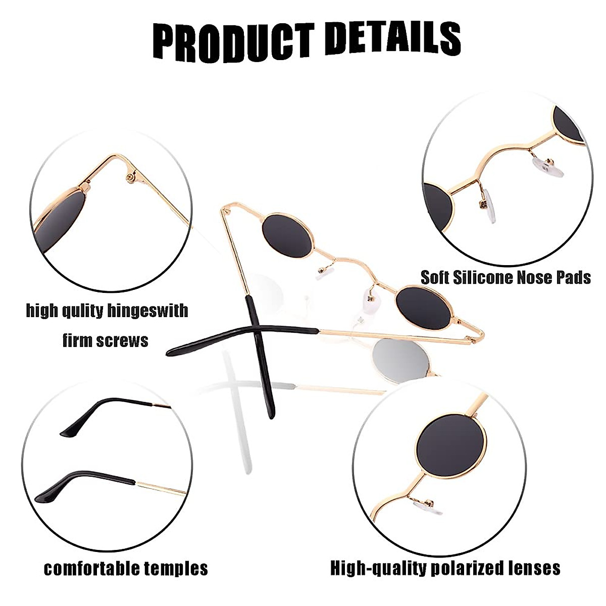 JUFORHQC Retro Glasses Out-of-The-Ordinary Sunglasses with Extremely Small Lenses Unisex