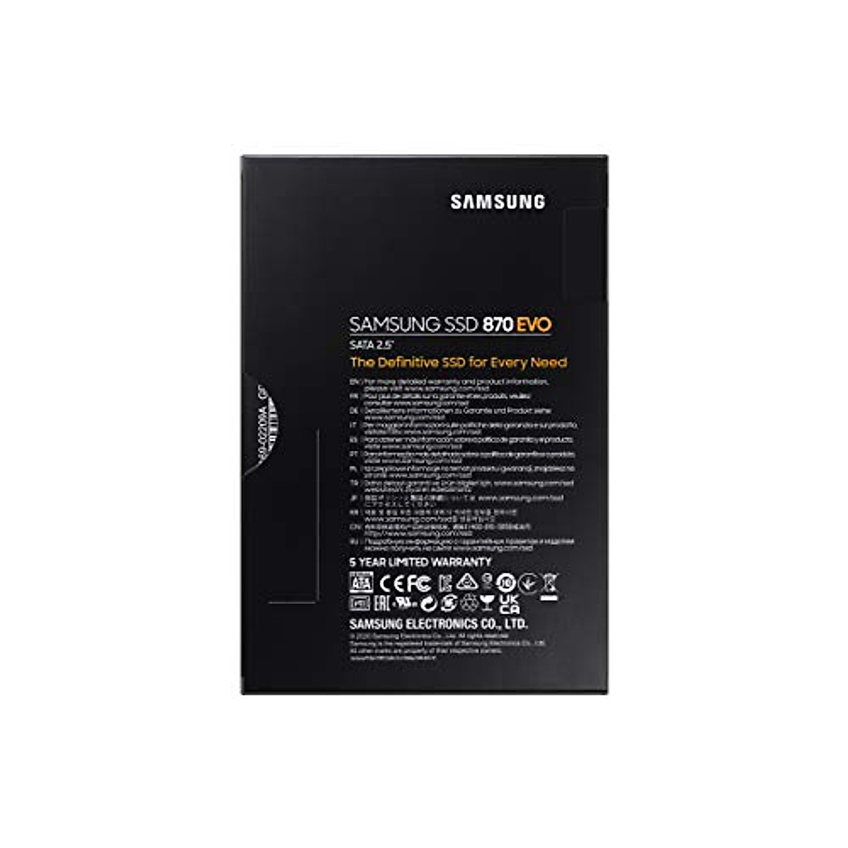 Samsung 870 EVO 2TB, V-NAND, 2.5" . 7mm, SATA III 6GB/s, R/W(Max) 560MB/s/530MB/s, 98K/88K IOPS, 1,200TBW, 5 Years