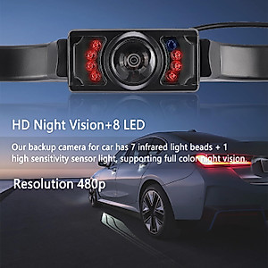 Backup Camera for Car with 8 LED - [HD Night Vision] [IP67 Waterproof] License Plate Camera for Safe Reverse - 170° Wide Angle Rear View Camera Fits Car Truck SUV