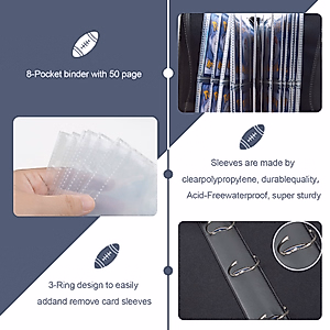 Football Card Binder with Sleeves, Football Card Holder, Sports Cards Storage Organizer for Collector, with Waterproof Surface and Strap (Hold Up to 400 Cards)