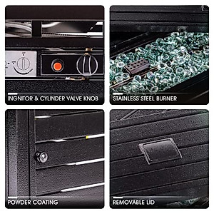 LEGACY HEATING 57 inch Gas Fire Pit Table Outdoor Propane Fire Pit Table, 50000BTU Fire Table with Lid, Retangular Bronze Firepit Table for Garden Courtyard Deck Poolside Party