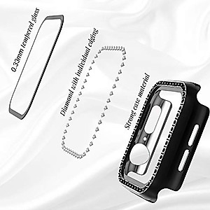 Recoppa Compatible for Apple Watch Case with Screen Protector for Apple Watch 44mm Series 6/5/4/SE, Bling Crystal Diamond Rhinestone Ultra-Thin Bumper Full Cover Protective Case for Women Girls iWatch