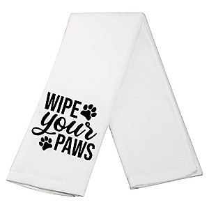 Funny Wash Towel Wipe Your Paws Towel Paw Print Hand Towel (Wipe Your Paws T)