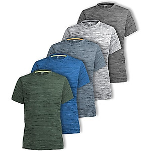 SPXTREME [5 Pack Men’s Dry-Fit Active Athletic Crew Neck T Shirts Running Workout Gym Tee Top