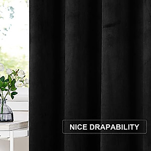 NICETOWN Black Doorway Curtain Panel Room Divider Blackout Velvet Curtains 80 Inch Grommet Drapes Thermal Insulated Energy Efficient Window Treatment for Kitchen, 1 Panel, W42 x L80 Inch