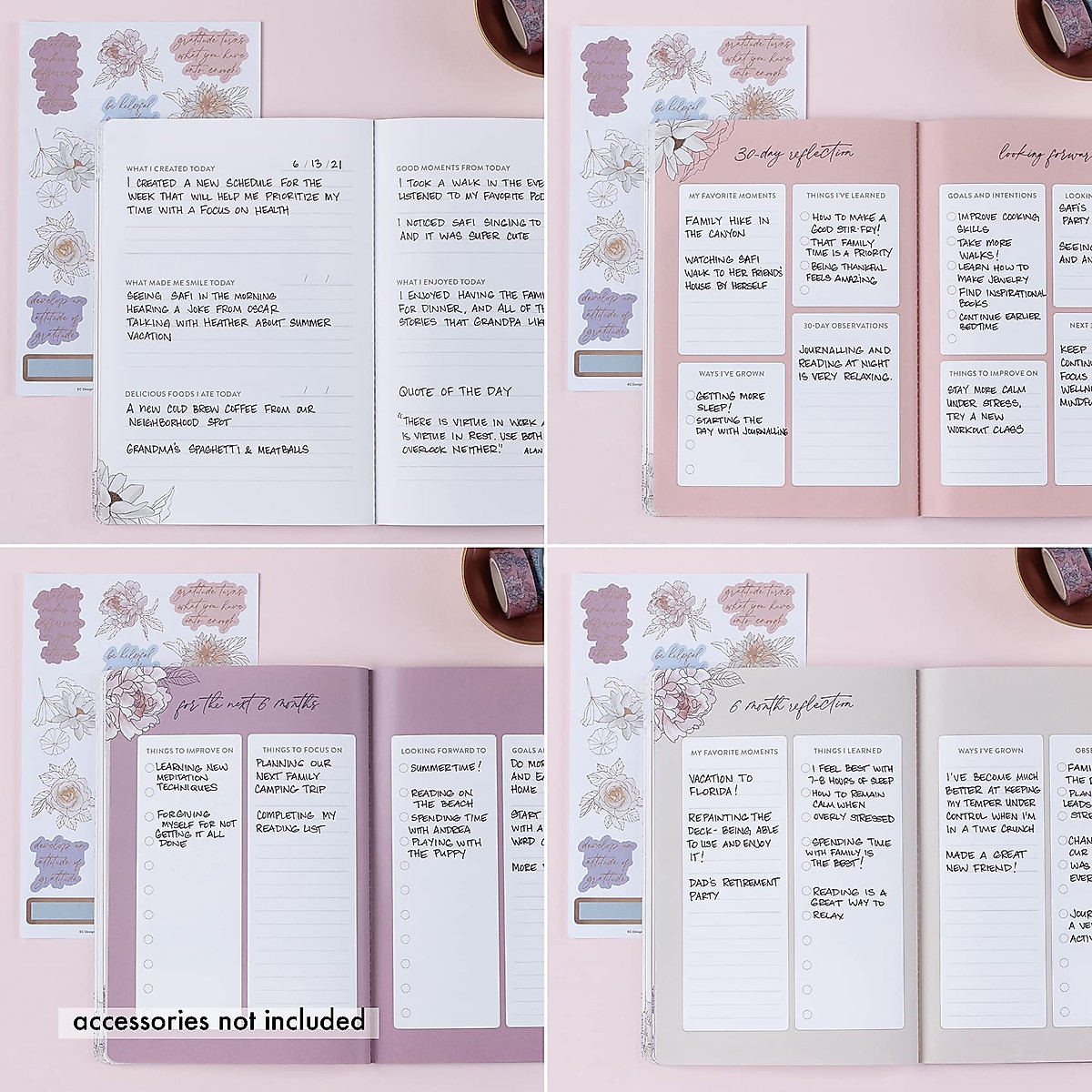 Gratitude Journal/Planner, Edition 3 - Flora. Daily Reflection Notebook. Daily Quotes and Reflection Logs. Sticker Sheet Included. Portable Petite Planner by Erin Condren.