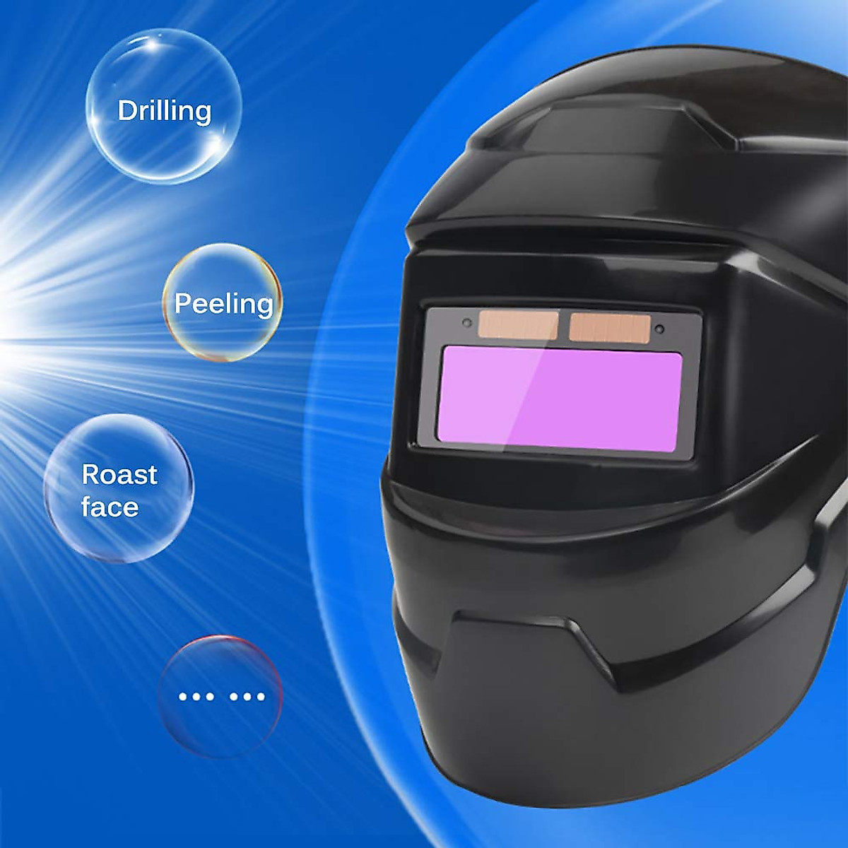 Large Viewing Screen Welding Mask, DEECOZY True Color Solar Automatic Dimming Color Changing Head-Mounted Welding Mask for Grinding Welder