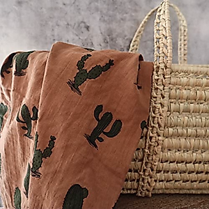 Leyl&Ari Muslin Swaddle Blanket 100% Organic Cotton Lightweight Receiving Wrap for Infant & Newborn (Cactus, 47X47)