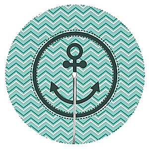 Lirduipu Anchor Pattern Round Outdoor Tablecloth,Outdoor Round Tablecloth with Umbrella Hole - Water Resistant Spillproof,for Umbrella Table Patio Garden(72" Round,Dark Green Turquoise)
