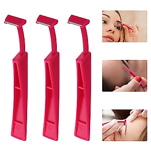 HEALLILY 6pcs Eyebrow Razor Stainless Steel Eyebrow Shaving Tool Facial Hair Remover Manual Beard Shaver for Women Men Beauty Travel Red