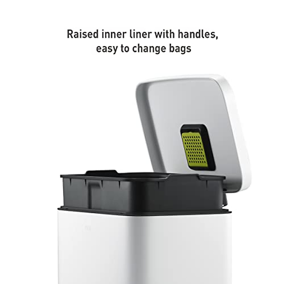 EKO Madison Matte White 50 Liter/13.2 Gallon Step Trash Can with Inner Liner - Fingerprint Resistant Finish