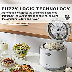 Tenavo Small Rice Cooker 3 Cups Uncooked,1.6L Rice Cooker Small, Portable Rice Cooker Small for 2-4 People, Mini Rice Cooker, Multi-cooker for Brown Rice, White Rice, Quinoa, Steel Cut Oats, and Grains, Touch Control, 400W, Black