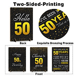 Giftota 50th Birthday Decorations - 3 Pack 3mm Thickness Birthday Poster - 50th Birthday Gifts with Stand - Birthday Party Decorations for 50 Year Old - 50th Birthday Table Sign for Party Supply