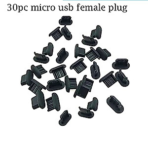 LAMPVPATH 30 Pcs Micro USB Port Plug, Micro USB Female Anti Dust Cover Plug Protector Stopper Cap