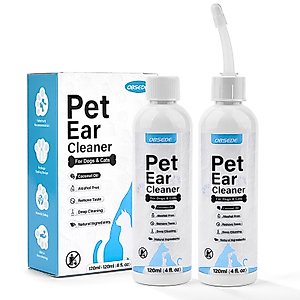 OBSEDE Dog & Cat Ear Cleaner - Dog Ear Cleaning Solution Naturally Reduce Dirt Wax Buildup Clear Ear Drops Wash Gently Soothing Odor Control Easy to Use Pet Supplies Fresh Scent, 8 oz