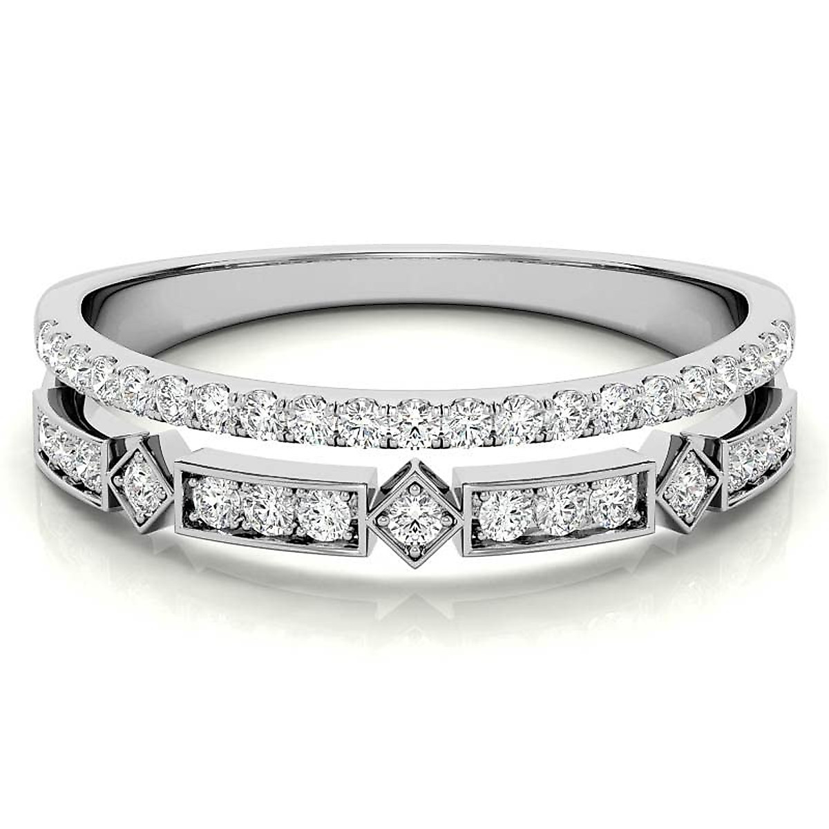 Excellent Round Brilliant Cut 0.16 Carat, Moissanite Diamond Promise Band, Prong Set, Eternity Sterling Silver Band, Valentine's Day Jewelry Gift, Customized Band (7)