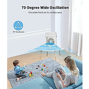 Personal Air Cooler, 70°Oscillating Evaporative Ultra Portable Personal Air Cooler with 7 Colors LED Light, 4 Wind Speeds, 2 Refrigeration, 2/4/6Timer, 2 Spray Modes and 450ml large tank for Office
