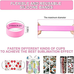 Sublimation Blanks Silicone Bands for Sublimation Tumbler Heat Resistant Gloves Tape Sleeve Accessories Kit for 20 30 oz Skinny Straight Cups for Cricut Mug Press Machine Wrap Bundle Tumbler in Oven