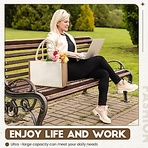 Sweetude 4 Set Jute Burlap Tote Bag with Makeup Bags Include 4 Pcs Jute Tote Gift Bags with Handles 4 Pcs Canvas Zipper Pouch Reusable DIY Craft Blank Canvas Tote Bags for Wedding Bridesmaid