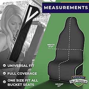 Waterproof SeatShield UltraSport Front Seat Cover and Seatbelt Cover - Black Car Seat Towel and 20in Car Seat Belt Cover for All Vehicles - Seat Belt Cushion for Women, Men, Kids from Sweat, Food,Dirt