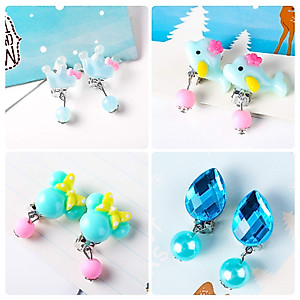 Hifot 14 Pairs Clip on Earrings Girls, No Pierced Design Earrings Dress up Pretend Princess Play Jewelry Accessories for Kids