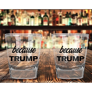 CBTwear - Because Trump - Anti Trump Funny Gag Idea - Birthday for men or women - 1.75 OZ Shot Glass Set (2)