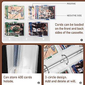 Yinke Basketball Baseball Football Card Binder Sleeves for Trading Cards,Holds Up to 400 Cards with 50 Premium 4-Pocket Page, Hard Organizer Carry Cover Collectors Storage Bag(Dark brown)