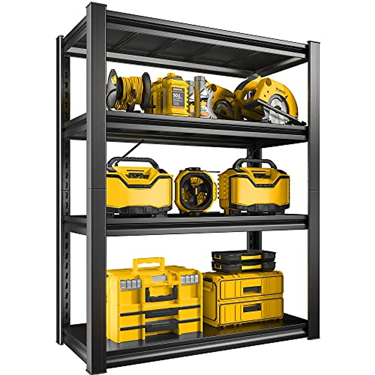 Raybee Garage Shelving Metal Shelving Unit Adjustable Heavy Duty Shelving Metal Shelves for Storage 4 Tier Industrial Shelving Rack Black 57" H x 39.4" L x 19" W