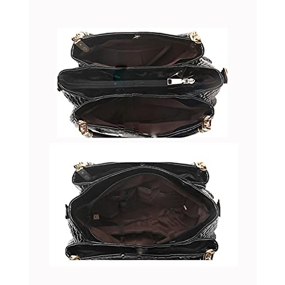 SMALL BLUE Women Synthetic PU Leather Tote Hobo Shoulder Hit the color Crossbody Bag Large capacity Clutches Satchels-Black