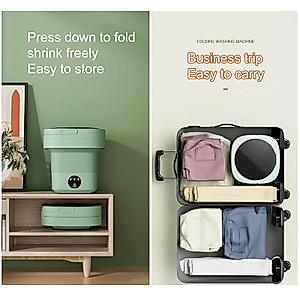 Portable Washing Machine, Folding Mini Washing Machine with Drain Basket, Fully-automatic Electric Foldable Tub Laundry Washer and Soft Spin Dry for Socks, Baby Clothes, Towels, Delicate Items (Color