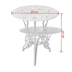 3 Piece Bistro Set | 3pcs Metal Patio Sets | Outdoor Decorative Conversation Sets | Garden 1 Round Table and 2 Chairs for Yard, Porch, Backyard, Balcony, Poolside | White Cast Aluminium and Iron