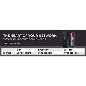 ARRIS Surfboard SBG7400AC2-RB DOCSIS 3.0 Cable Modem & AC2350 Wi-Fi Router , Approved for Comcast Xfinity, Cox, Charter Spectrum & more , Four 1 Gbps Ports , 800 Mbps Max Internet Speeds,- REFURBISHED