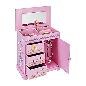 Jewelkeeper Music Box 3 Pullout Drawers, Fairy Castle Design, Waltz The Flowers Tune