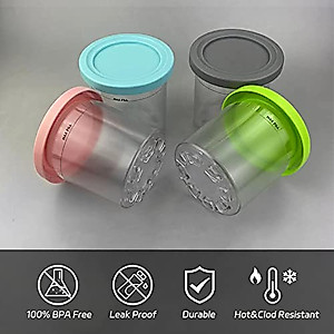 LBSAHETC Ice Cream Containers Compatible with Ninja Creami Nc300 Nc301 Nc299Amz Series 4 Pack Pint Containers with Lids Include Ice Cream Scoop BPA-Free Dishwasher Safe