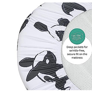 TansyPanda Bassinet Sheets for Halo Bassinest Swivel, Flex, Glide, Premiere and Luxe Series Sleeper, Pack of 3, 33 X 17 Inch, Ultra Soft, Snug Fit, Unisex Boys Girls, Gray White (Ocean Fish Theme)