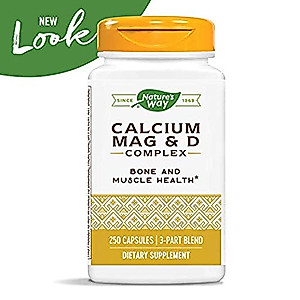 Nature's Way Calcium, Magnesium & Vitamin D, 250 Capsules, Pack of 2