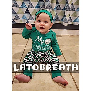 My First St Patrick's Day Lucky Clover Outift Set Baby Boys Girls Stripe Pant Set with Hat (Green, 0-3 Months)