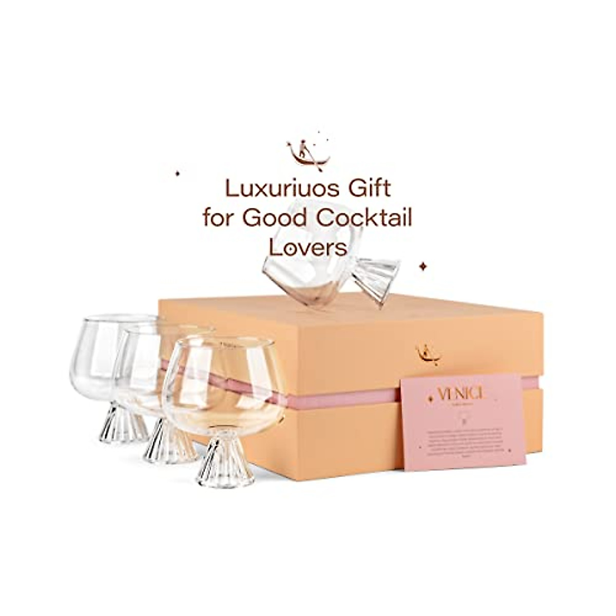 GLASSIQUE CADEAU Venice Goblet Cocktail Glasses for Gin Tonic, Aperol Spritz,Sangria | Modern Glassware Collection | Set of 4 | 17 oz Light Borosilicate Glass Balloons for Home Bar Drinks