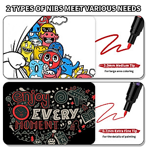 Zobbx Permanent Paint Pens Markers - 18 Colors Dual Tip Oil Based Waterproof Paint Marker for Metal Glass Plastic Wood Canvas Rock Painting, Stocking Stuffers Art and Craft Supplies