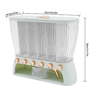 BuYouZaiLaa 6-Grid Multigrain Tank Rice Storage Dispenser Grain Dispenser with Measuring Cup Dry Food Dispenser for Home Kitchen