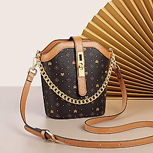 Small Crossbody Bucket Bag for Women Vegan Leather Shoulder Bag Anna Chain Accessories For Mini Flap Top Handbag Purse