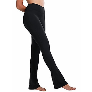 Sunzel Butterflycra High Waist Mini Flared Leggings for Women, Tummy Control Casual Flare Yoga Pants for Yoga Workout Gym 32" Black Medium