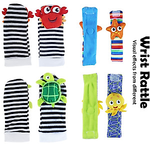 Wrist Rattles Foot Finder Rattle Sock Toy for Baby Toddler, Baby Rattle Toys 0-6 Months, Baby Essentials 3-6 Months, Baby Rattles Present Gift for 0-3, 3-6, 6-12 Months(Marine Life）