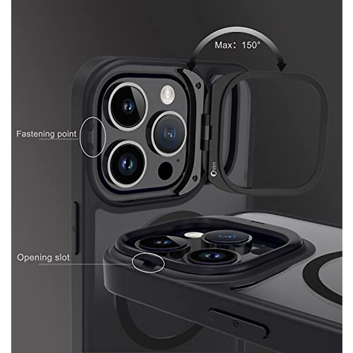 chitri Camera Kickstand Magnetic Case,Compatible with iPhone 14 Pro Max Case with Ring Stand,[Compatible with MagSafe] [Military Grade Drop Tested] Translucent Matte Case
